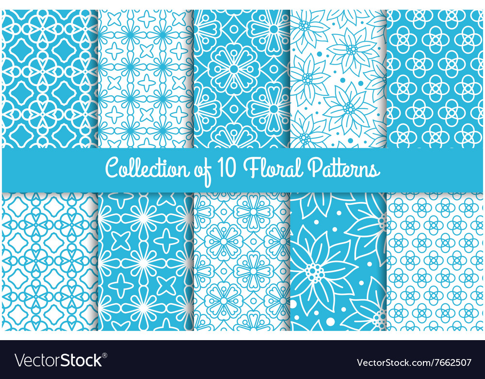 Simple floral patterns set Royalty Free Vector Image