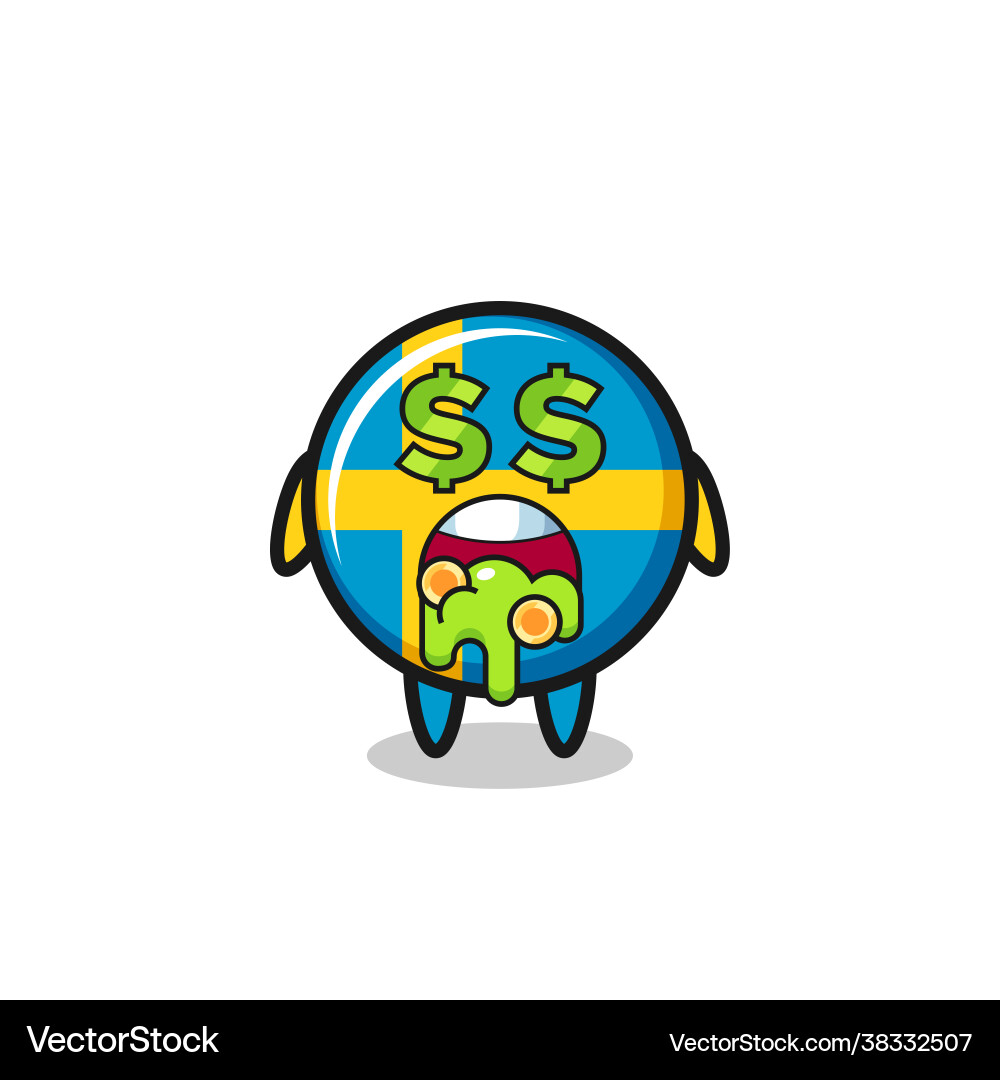 Sweden flag badge character with an expression Vector Image