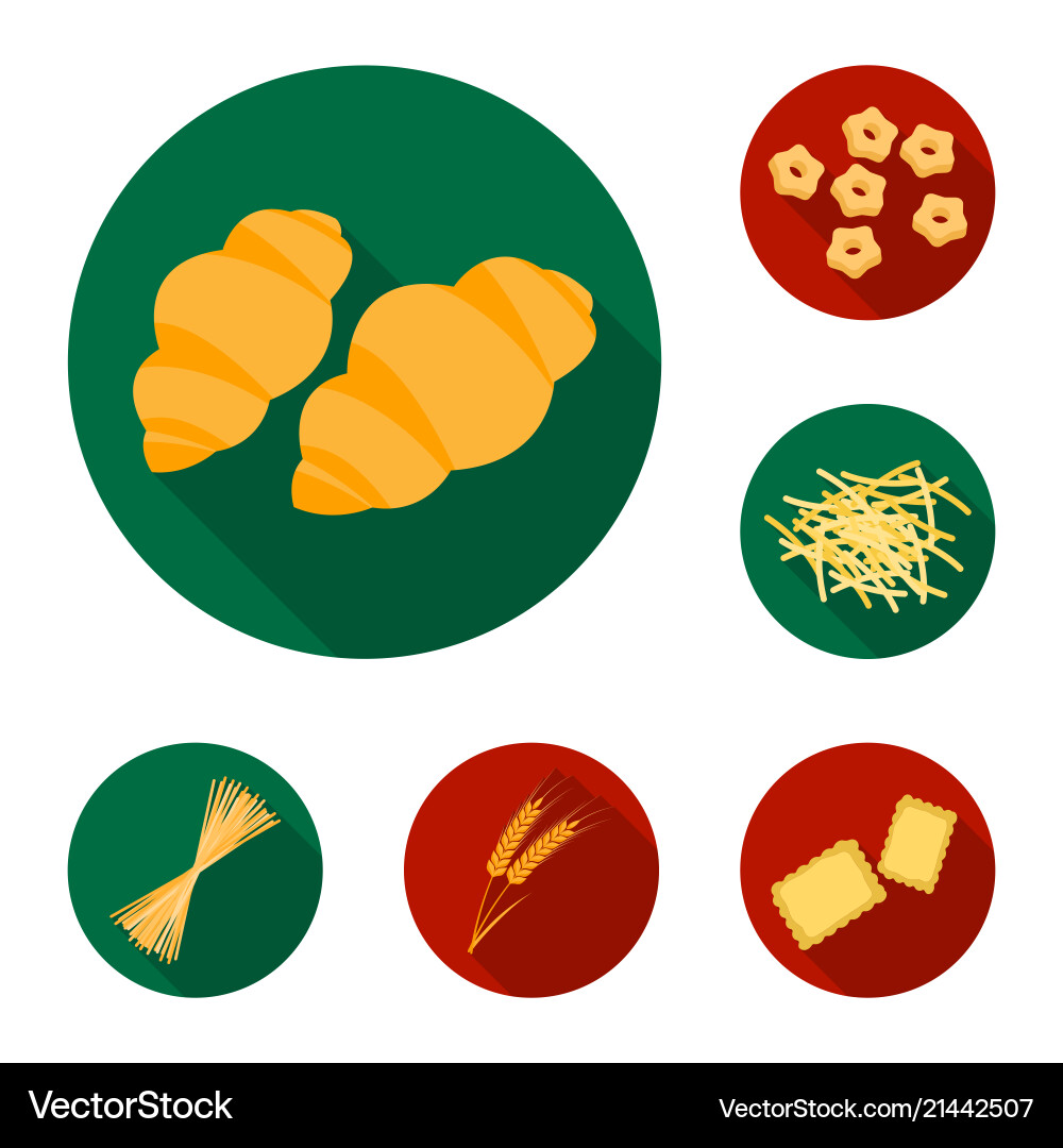 Types pasta flat icons in set collection Vector Image