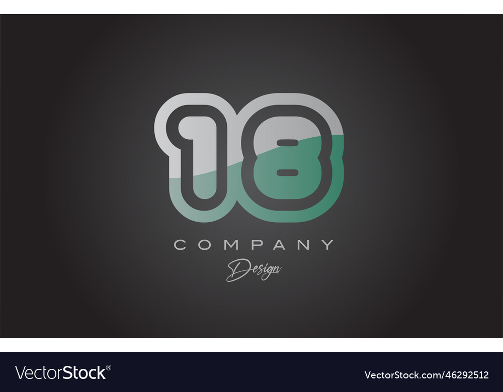 18 green grey number logo icon design creative Vector Image