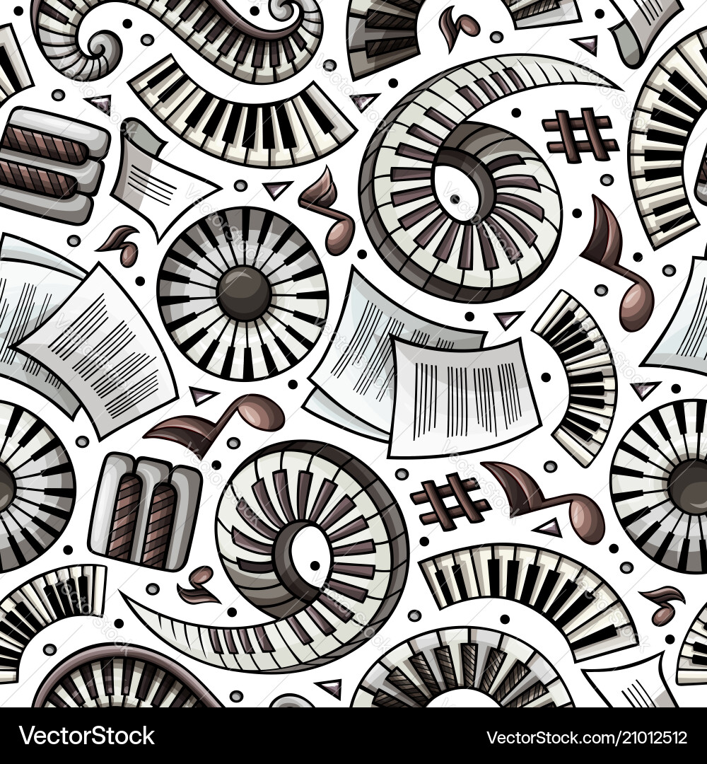 Cartoon hand-drawn classic music seamless pattern Vector Image