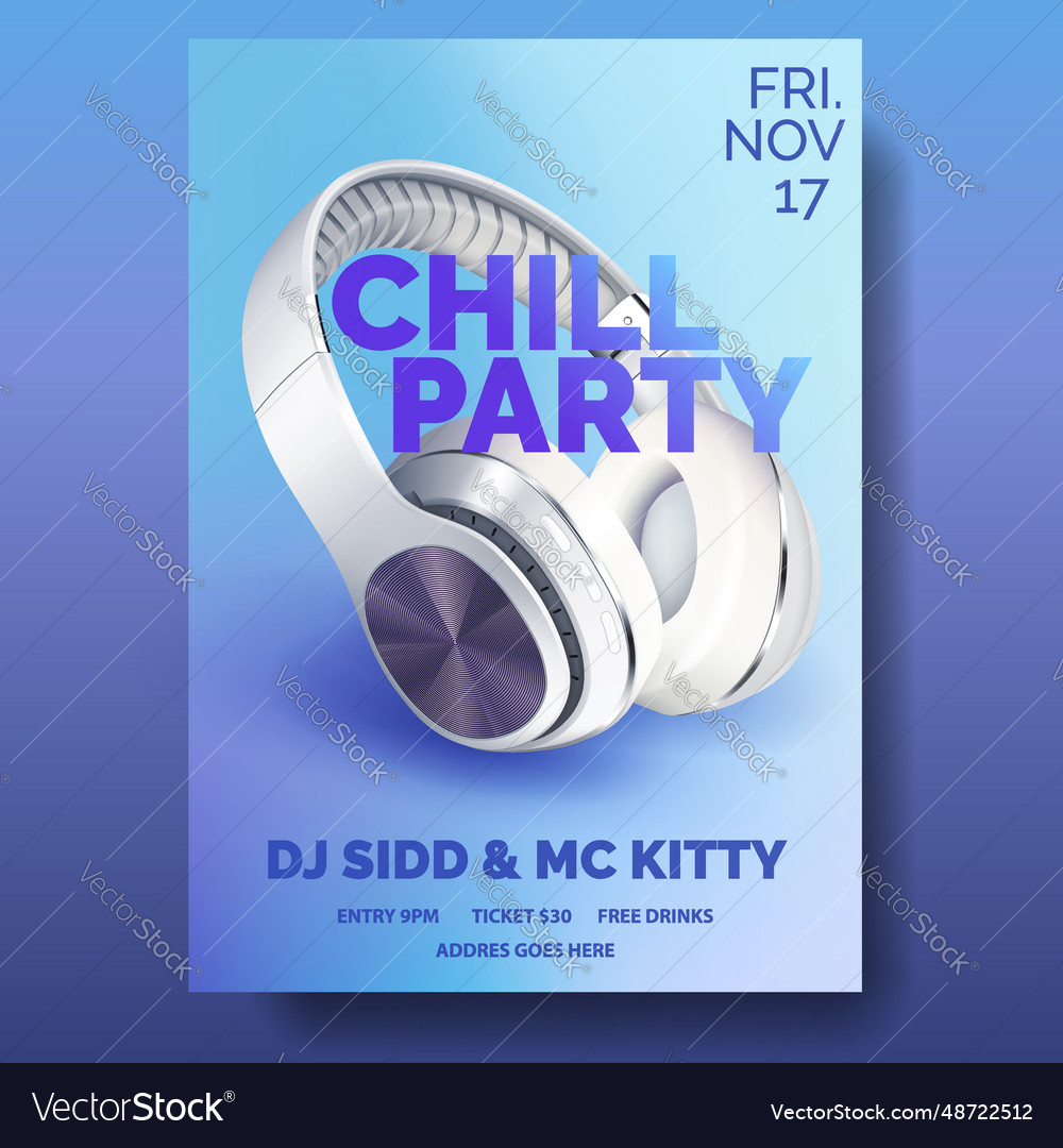 Club Poster With Headphones Dance Party Flyer Vector Image