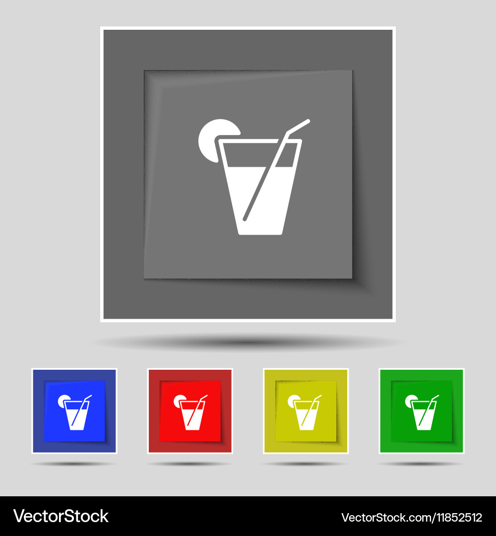 Cocktail icon sign on original five colored Vector Image