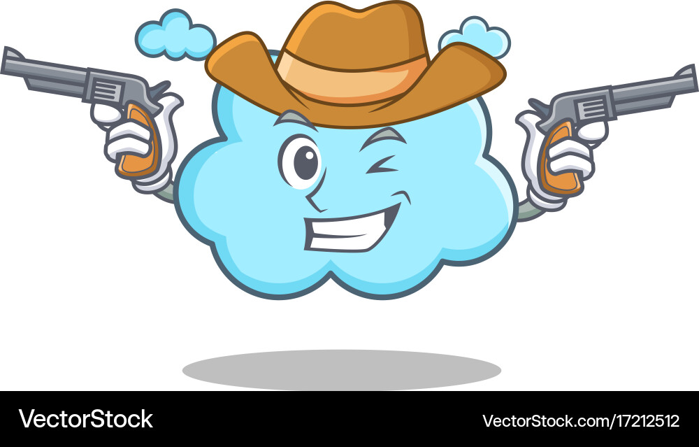 Cowboy cute cloud character cartoon Royalty Free Vector