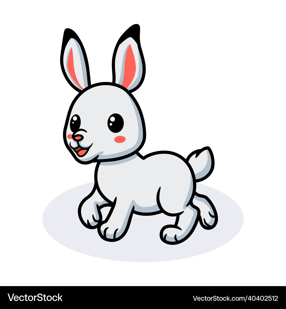 Cute little white rabbit cartoon Royalty Free Vector Image