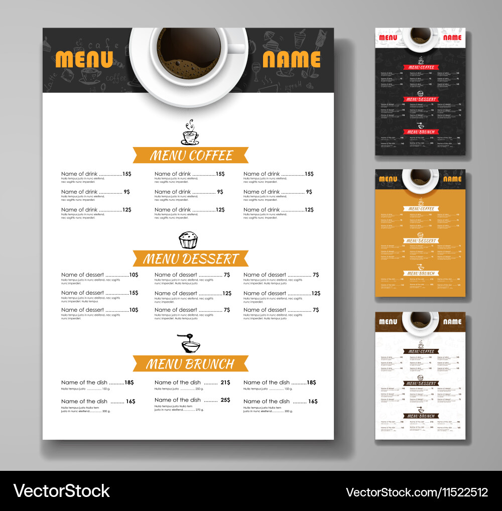 Design a menu for the cafe shops or coffee shops Vector Image