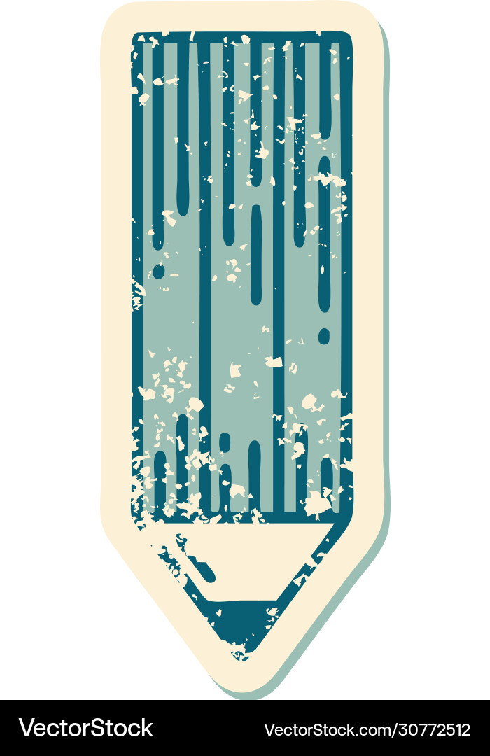 Distressed sticker tattoo style icon a pencil Vector Image