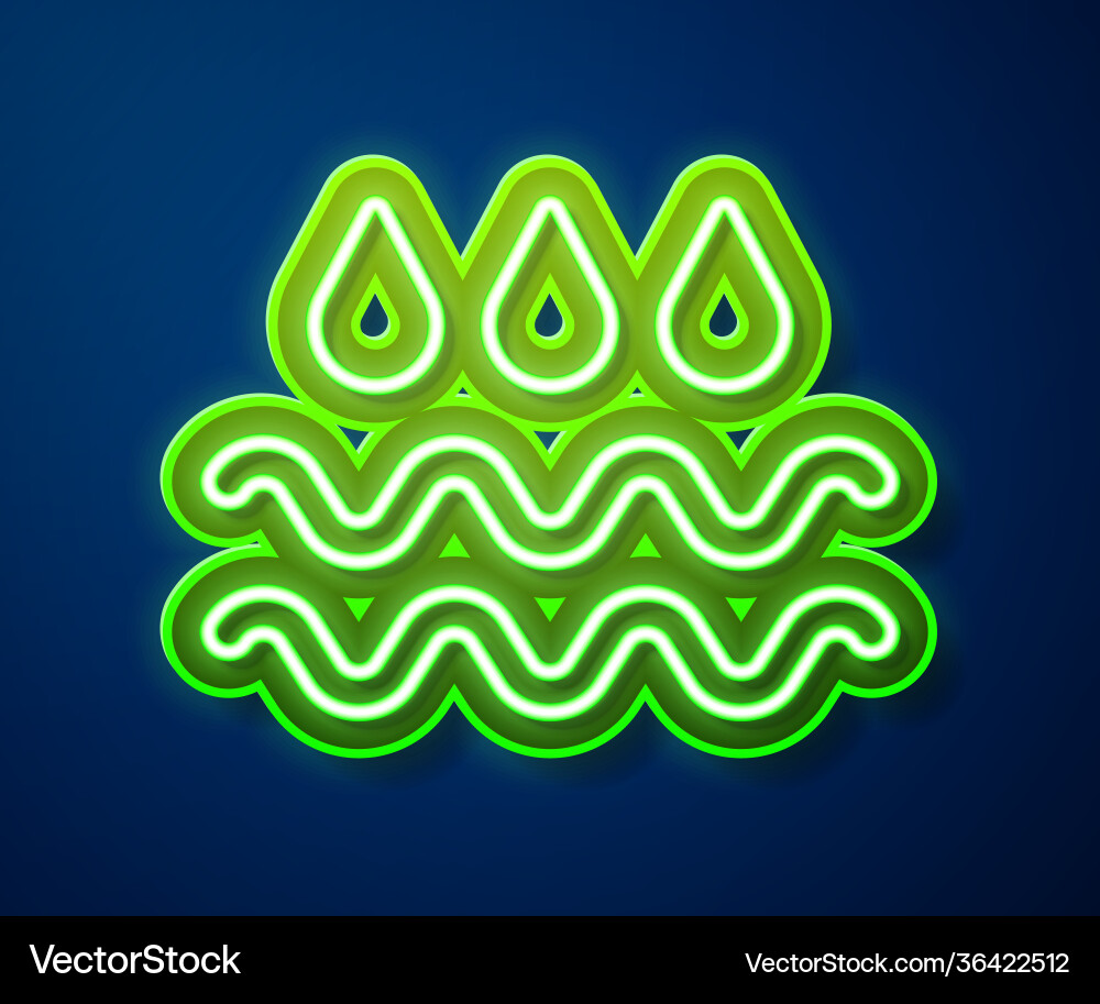 Glowing neon line wave with water drop icon Vector Image