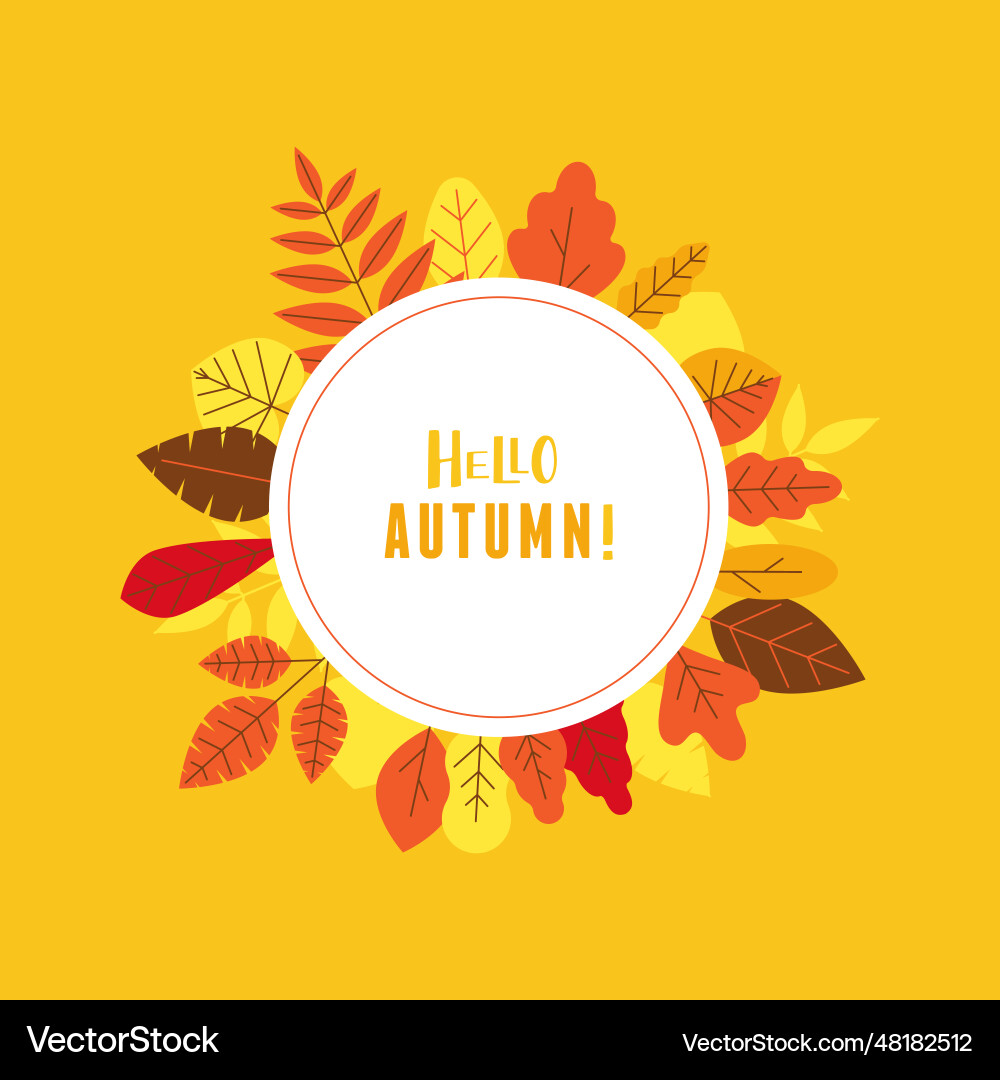 In simple flat style with autumn leaves Royalty Free Vector