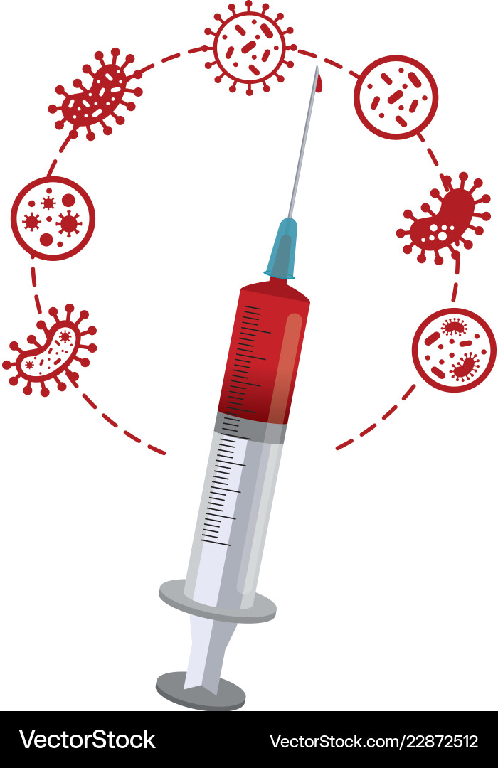 Isolated blood injection and virus design Vector Image