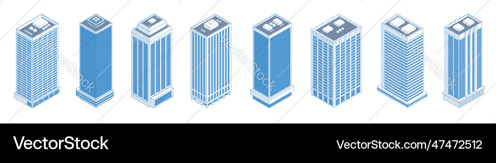 Isometric modern skyscraper outline skyscrapers Vector Image