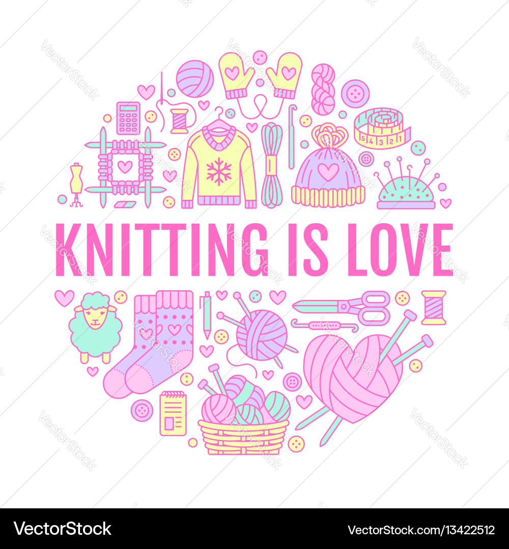 Knitting crochet hand made banner Royalty Free Vector Image