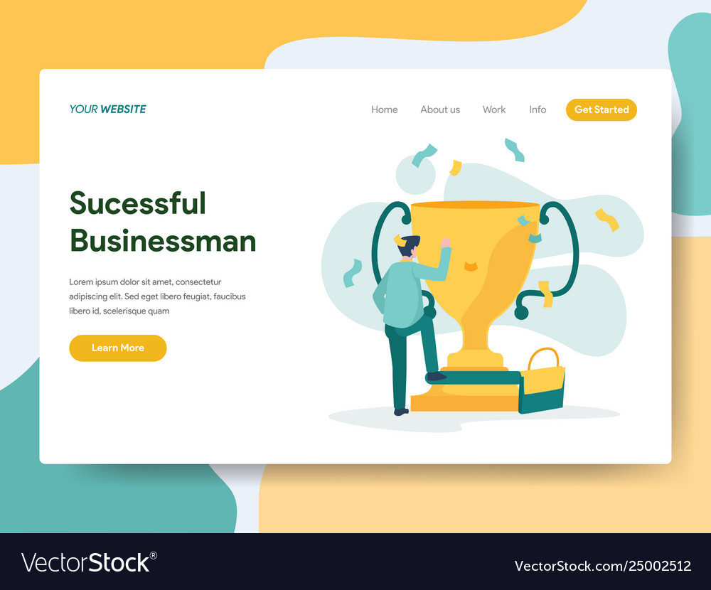 Landing page template successful businessman Vector Image Landing page template successful businessman Vector Image