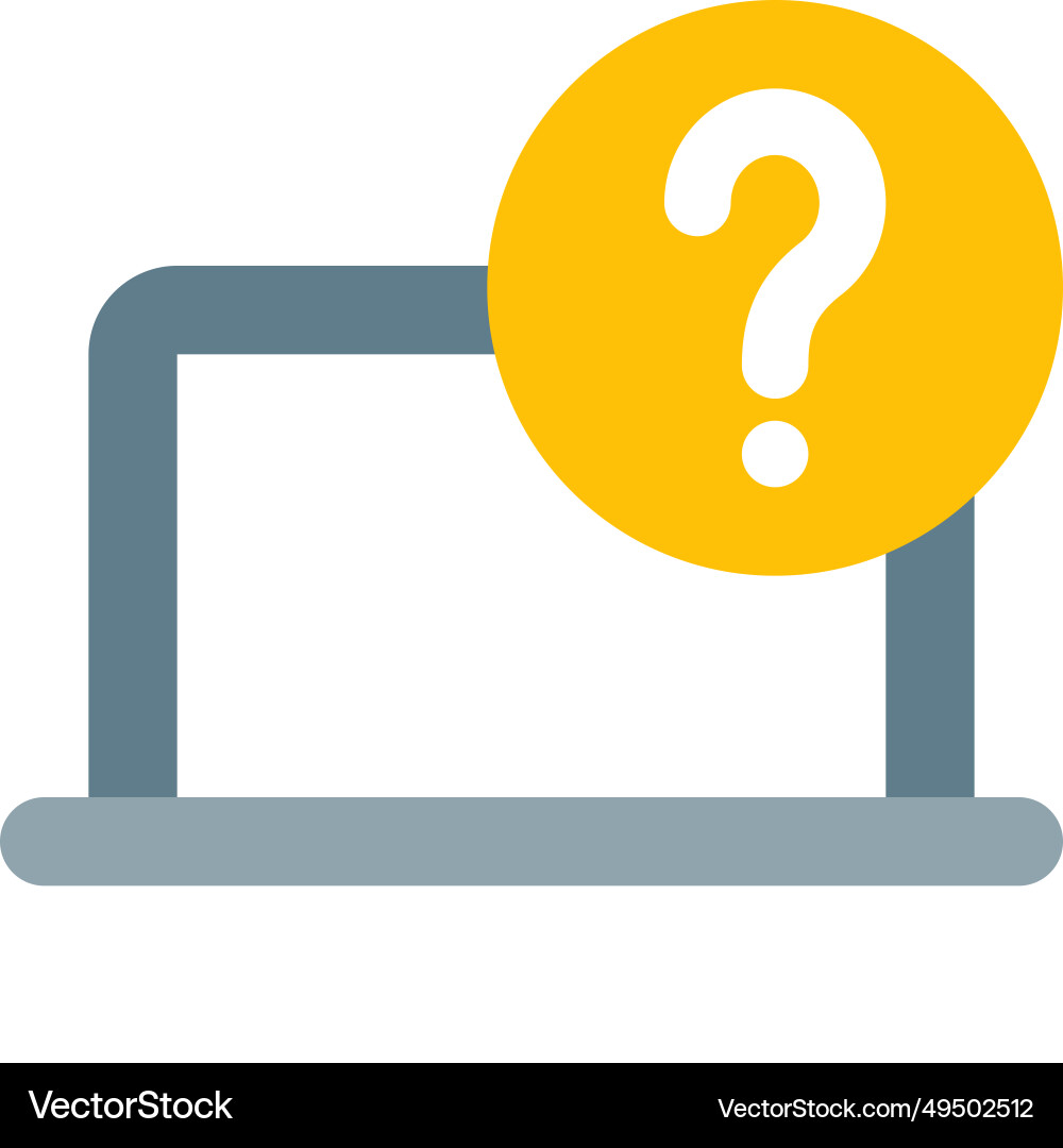 Laptop displays a question mark for inquiries Vector Image