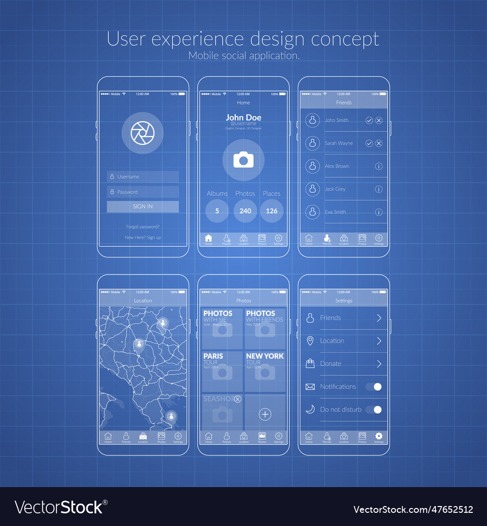Mobile application design application Royalty Free Vector
