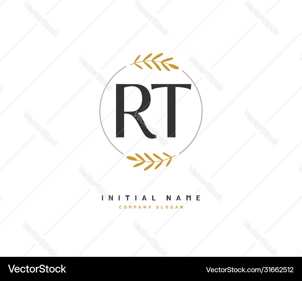 R t rt beauty initial logo handwriting logo Vector Image
