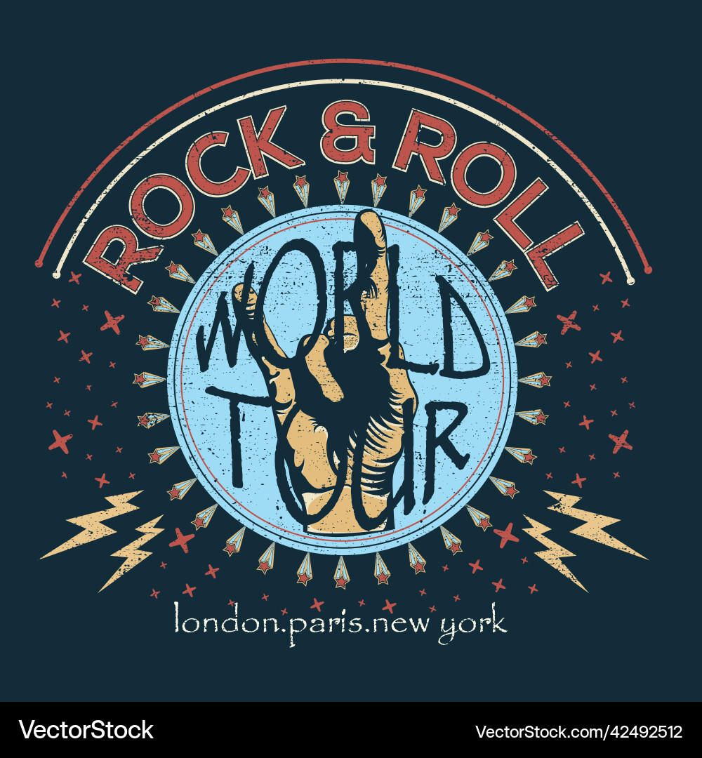Rock and roll t-shirt design Royalty Free Vector Image