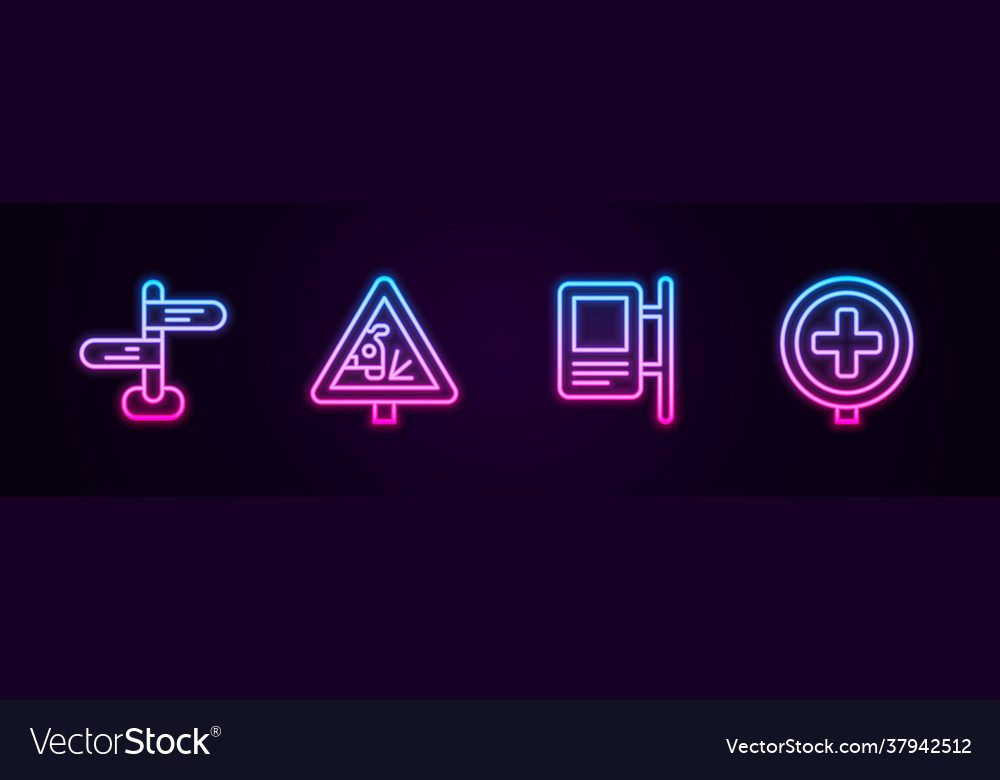Set line road traffic sign warning road Royalty Free Vector Set line road traffic sign warning road Royalty Free Vector