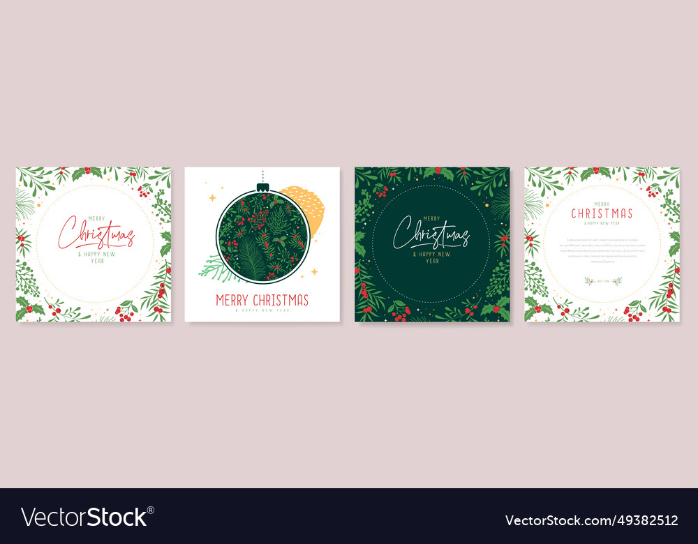 Set of christmas holiday greeting cards or covers Vector Image