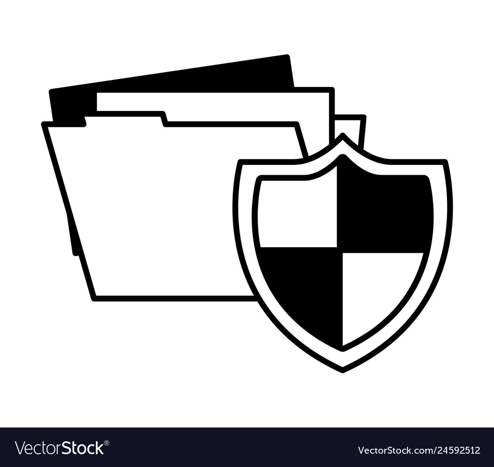 Shield protection folder file data document Vector Image