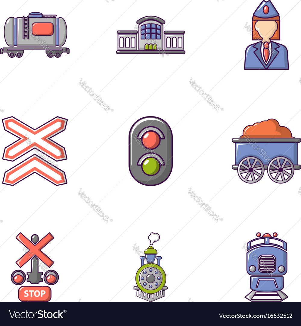 Train icons set flat style Royalty Free Vector Image
