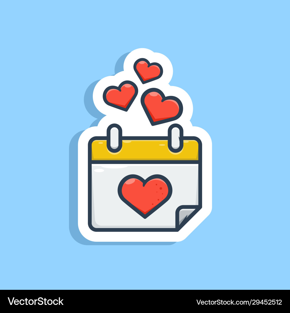 Unique calendar love sticker ready for print Vector Image
