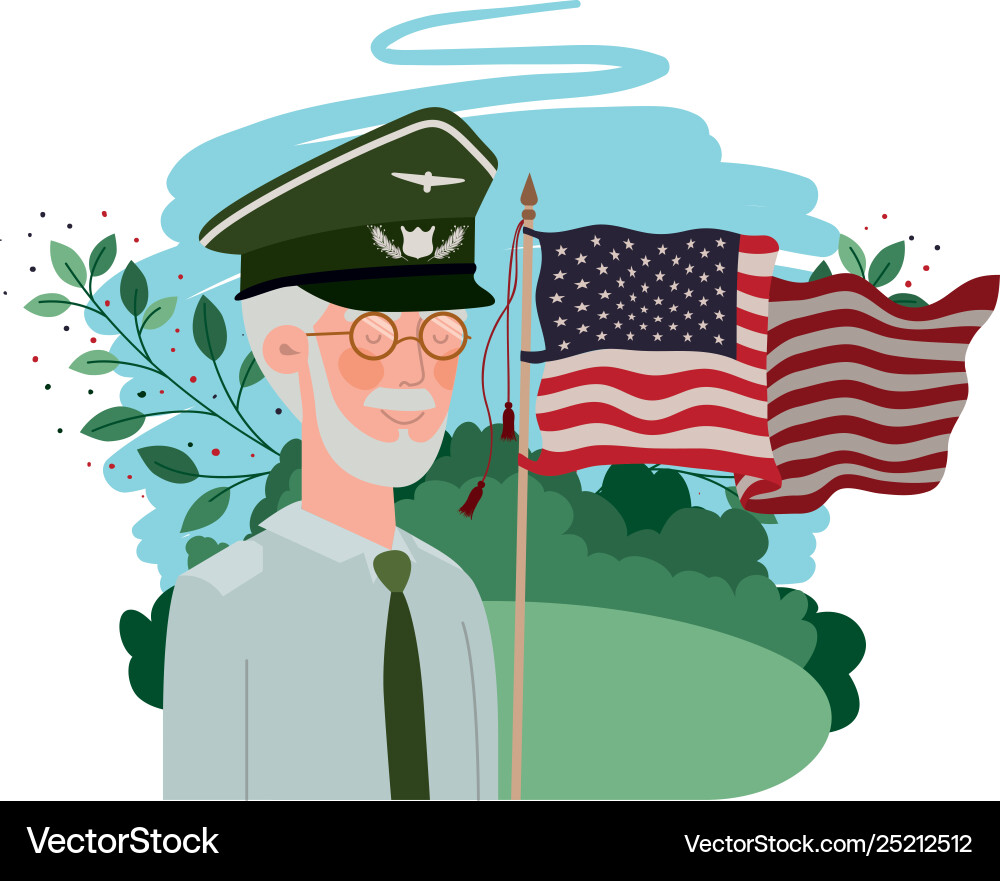 Veteran war old man avatar character Royalty Free Vector