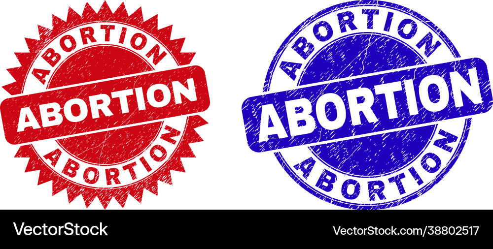 Abortion rounded and rosette stamps with grunged Vector Image