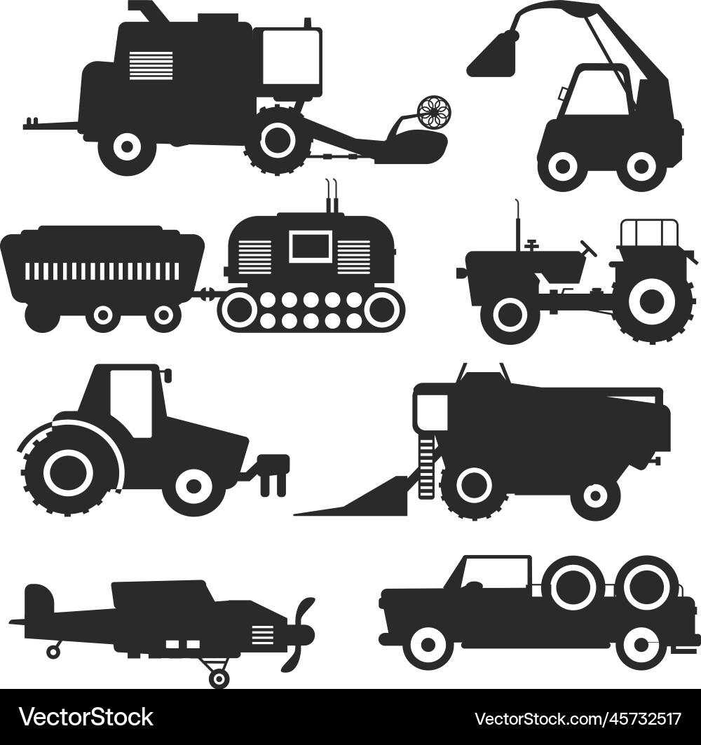 Agricultural vehicles harvester tractor machine Vector Image