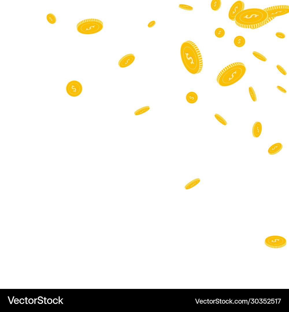 American dollar coins falling scattered disorderl Vector Image