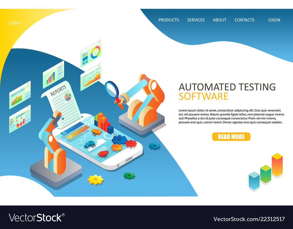 Automated software testing landing page website Vector Image