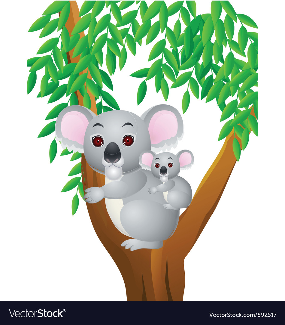 Cute mother and baby koala Royalty Free Vector Image
