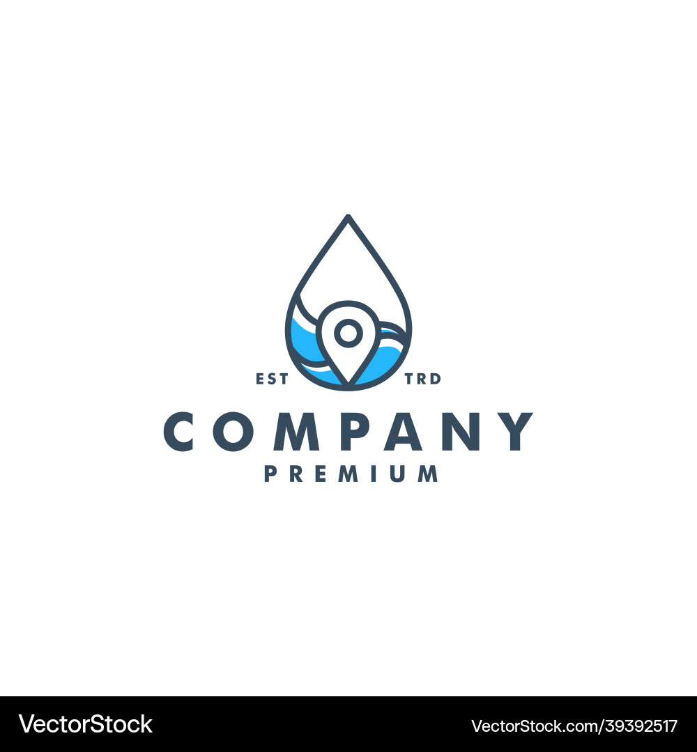 Drop pin water location logo design linear style Vector Image