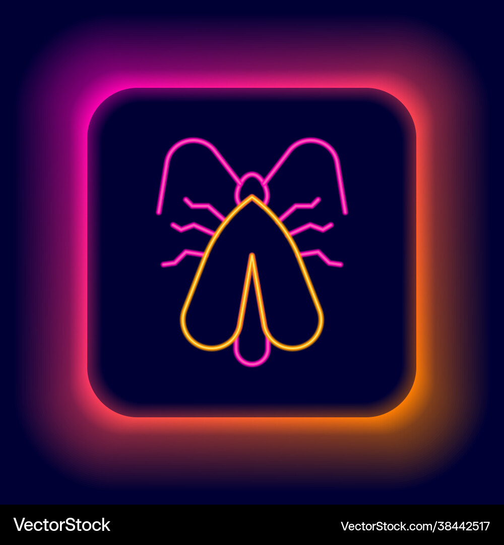 Glowing neon line clothes moth icon isolated Vector Image