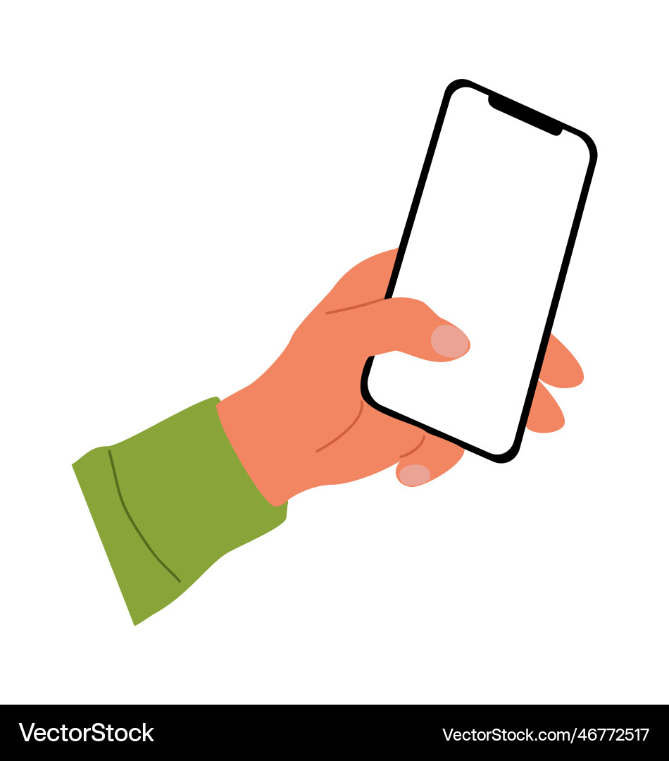 Hand holding mobile phone isolated on white Vector Image
