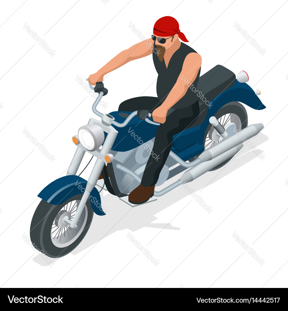 Isometric biker on a motorcycle the road Vector Image