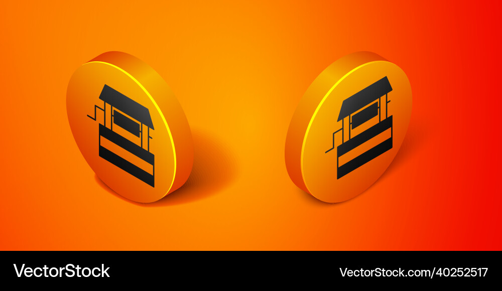 Isometric well icon isolated on orange background Vector Image