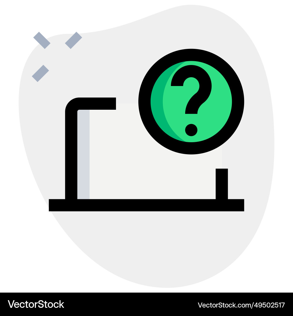Laptop displays a question mark for inquiries Vector Image
