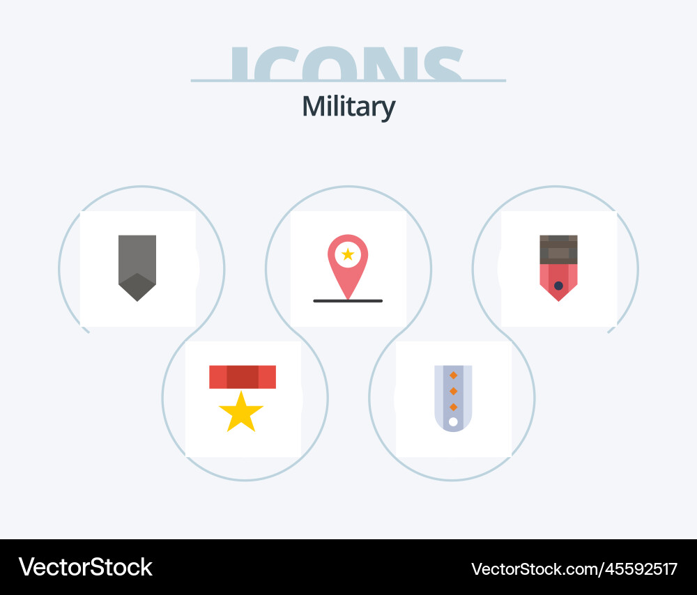 Military flat icon pack 5 design placeholder Vector Image