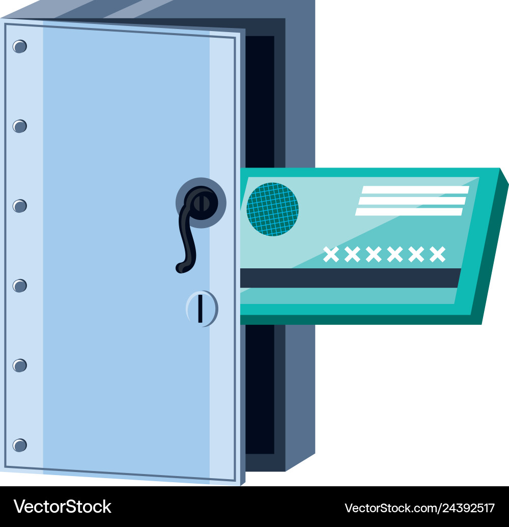 Safe box security with credit card isolated icon Vector Image