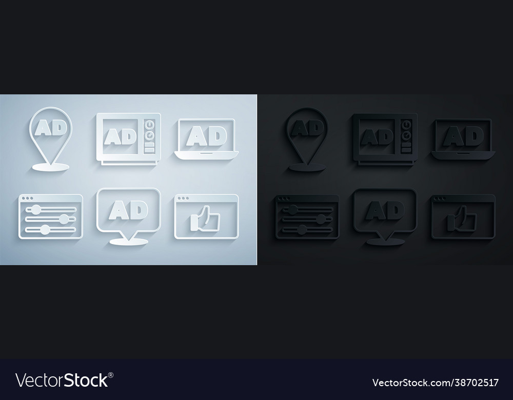 Set Advertising Browser Setting Customer Product Vector Image
