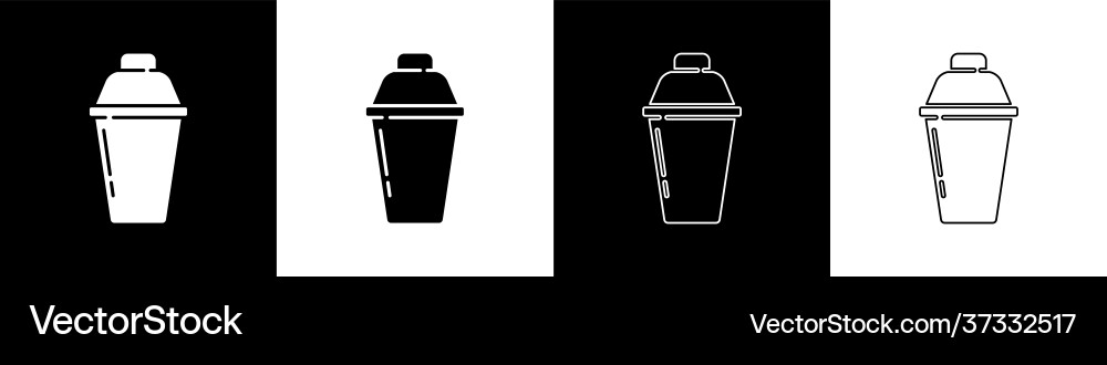 Set cocktail shaker icon isolated on black Vector Image
