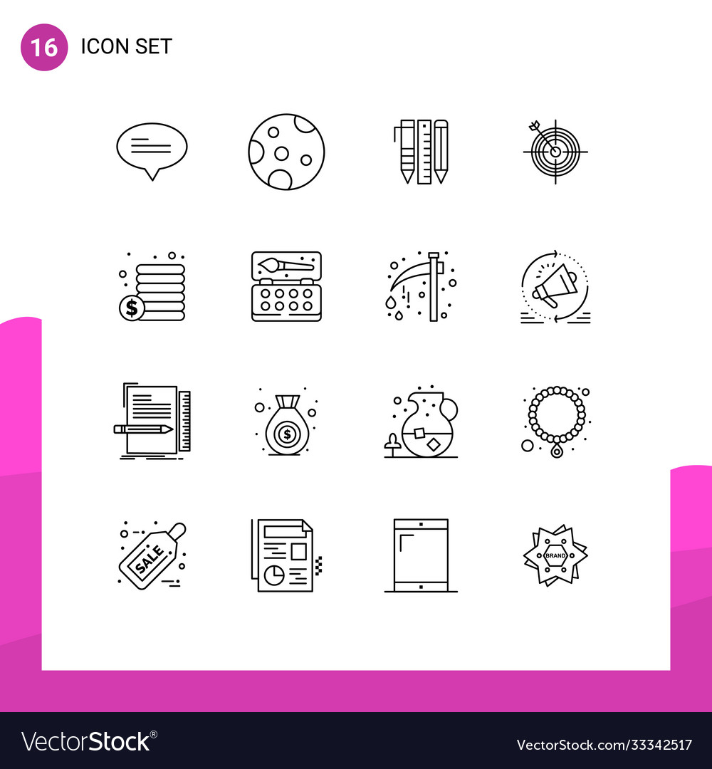 Stock icon pack 16 line signs and symbols Vector Image