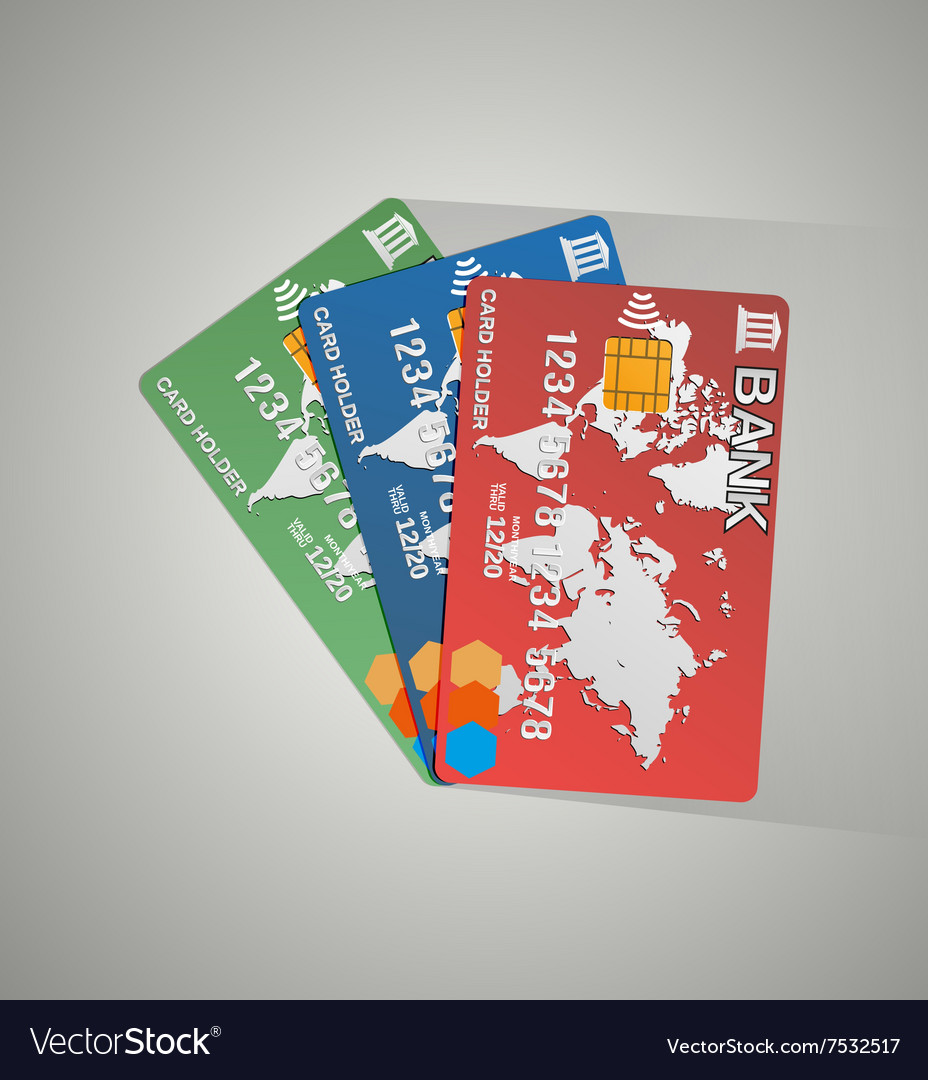 Three cards credit Royalty Free Vector Image - VectorStock
