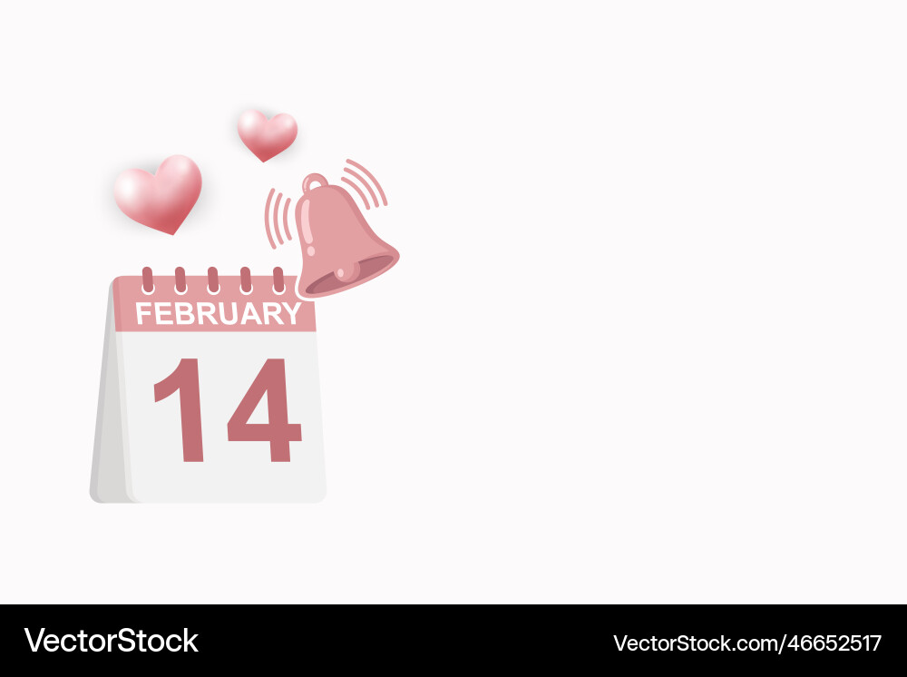 Valentines day background with calendar bells Vector Image