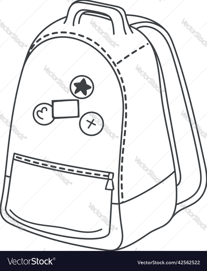 Backpack outline Royalty Free Vector Image - VectorStock