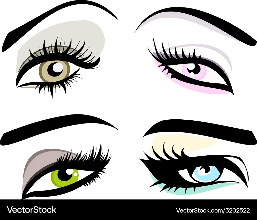 Beautiful girls eyes set Royalty Free Vector Image