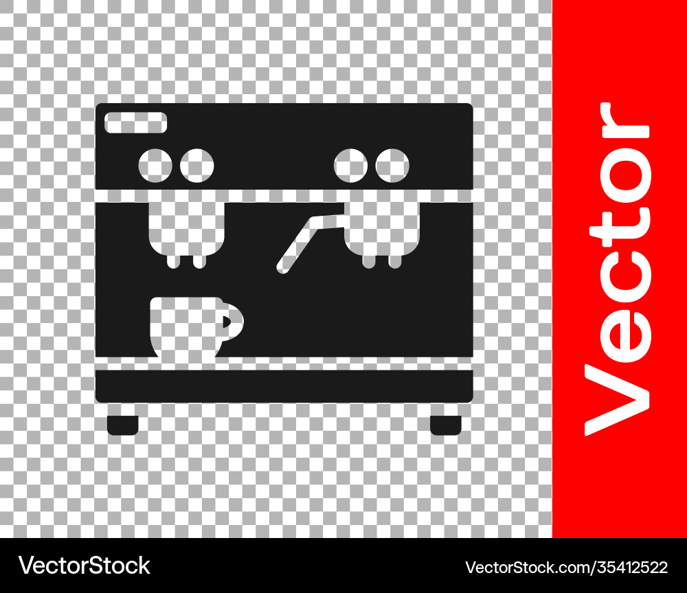 Black coffee machine icon isolated on transparent Vector Image