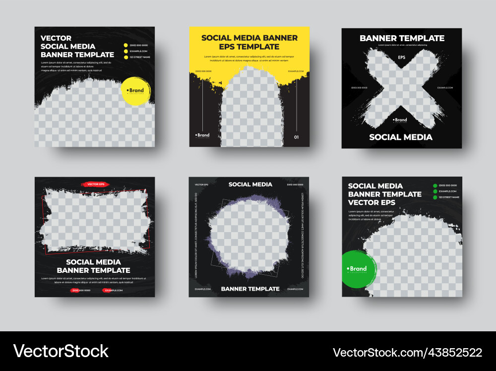Black web banner eps template brochure for social Vector Image