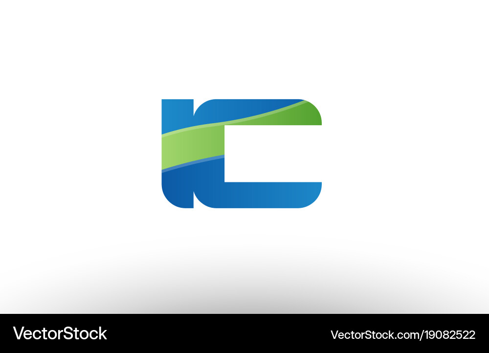Blue green ic i c alphabet letter logo Royalty Free Vector
